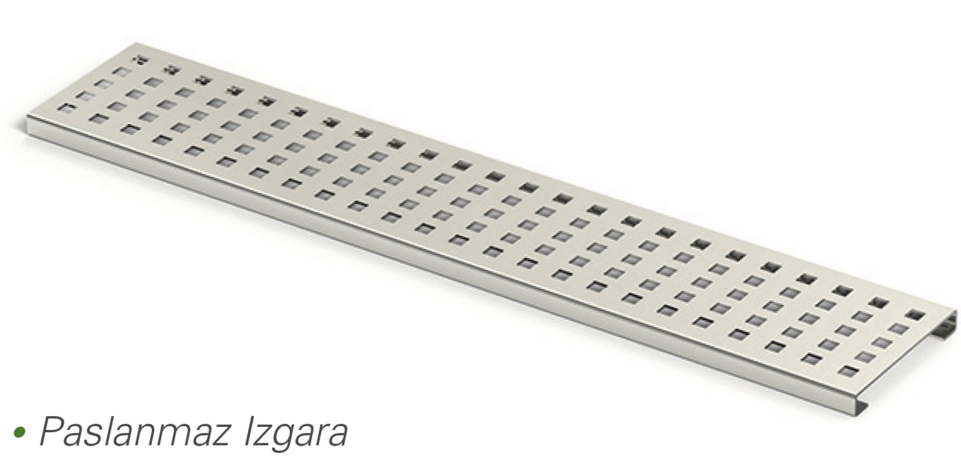 130x1000mm PASLANMAZ KANAL IZGARASI KARE DESEN - Luva Drains